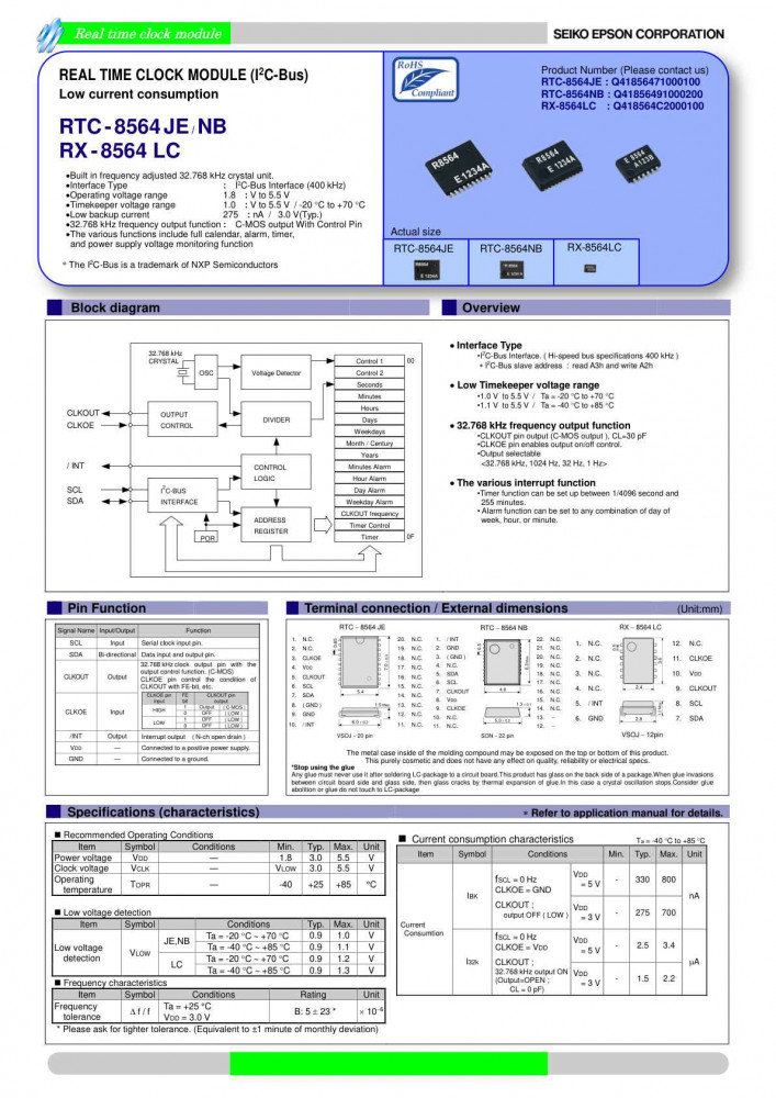 RTC-8564NB technical document page 1