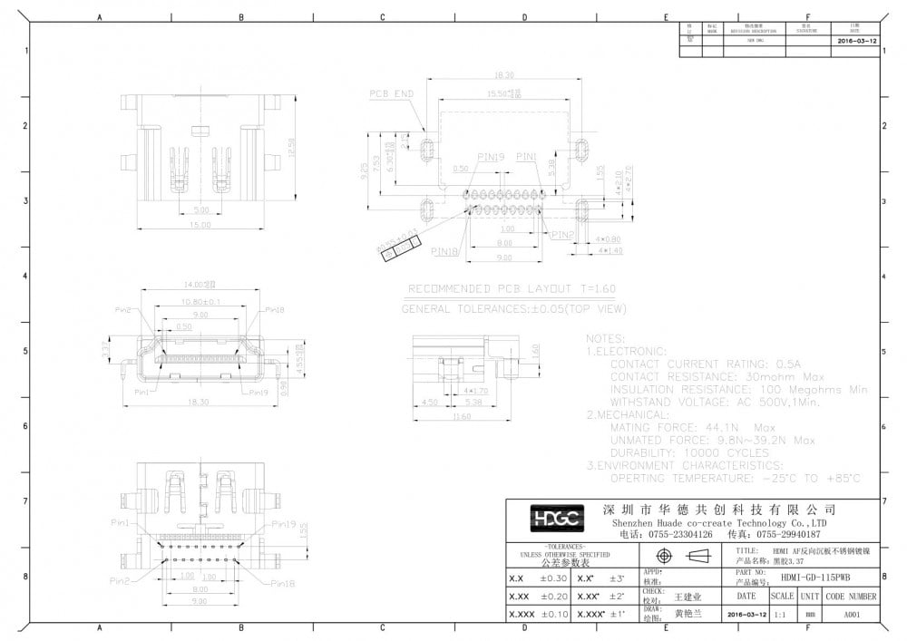 HDMI-GD-115PWB technical document page