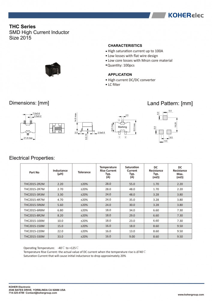 THC2015 series datasheet page 1