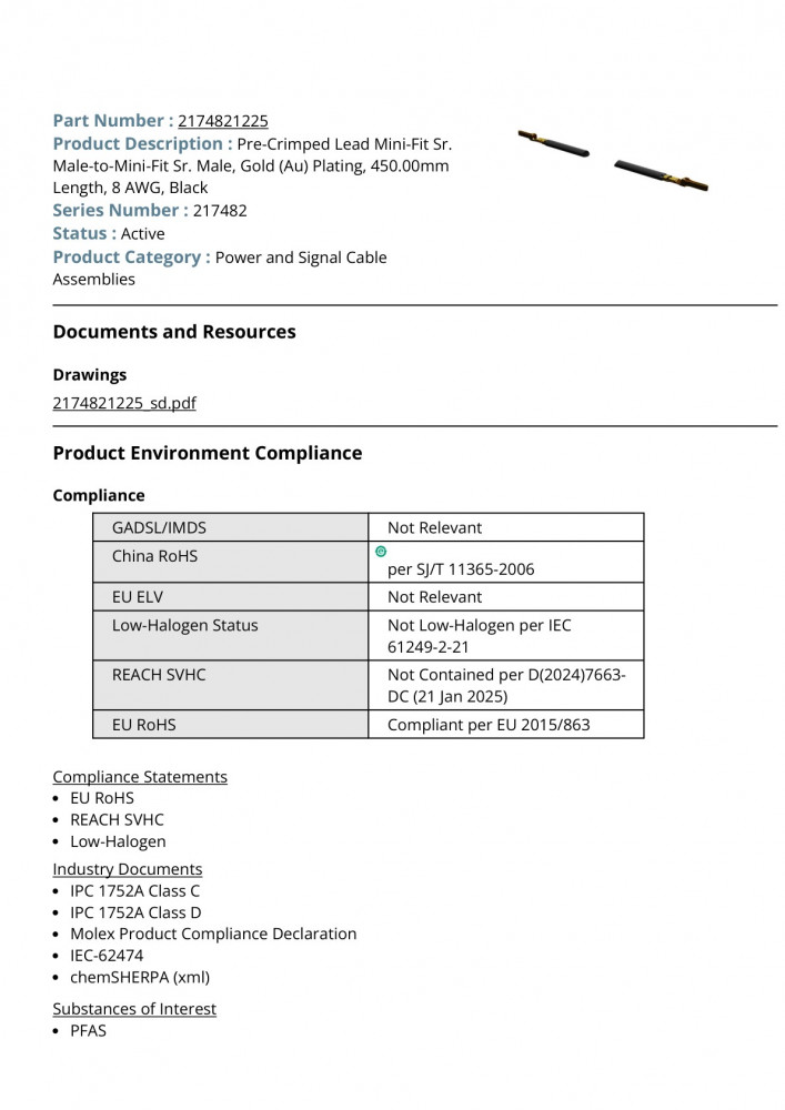 MOLEX 2174821225 product document image 1