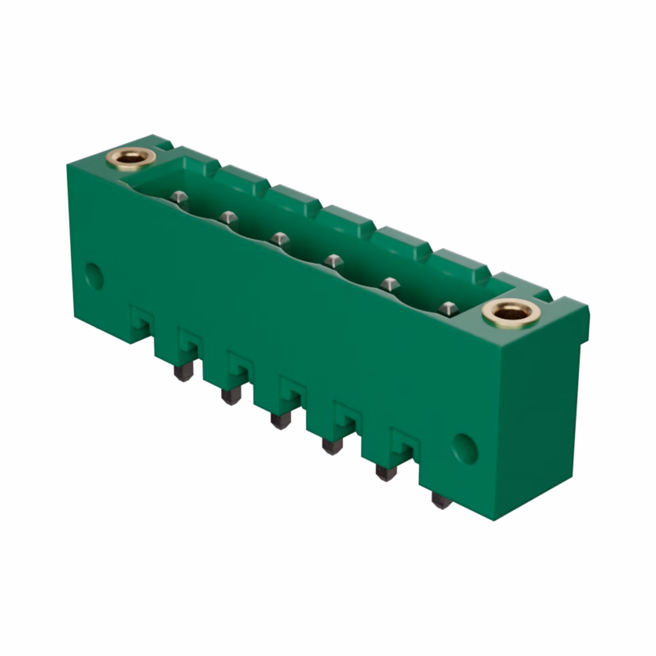 5.00mm Pitch Eurostyle Vertical PCB Header, with Threaded Retention Inserts, Green Housing, 6 Circuits for sale