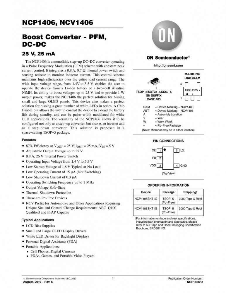 NCP1406V25GEVB document page 1