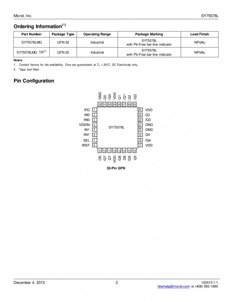 SY75578LMG datasheet page 2