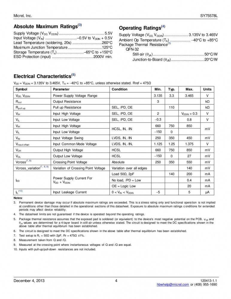 SY75578LMG datasheet page 4