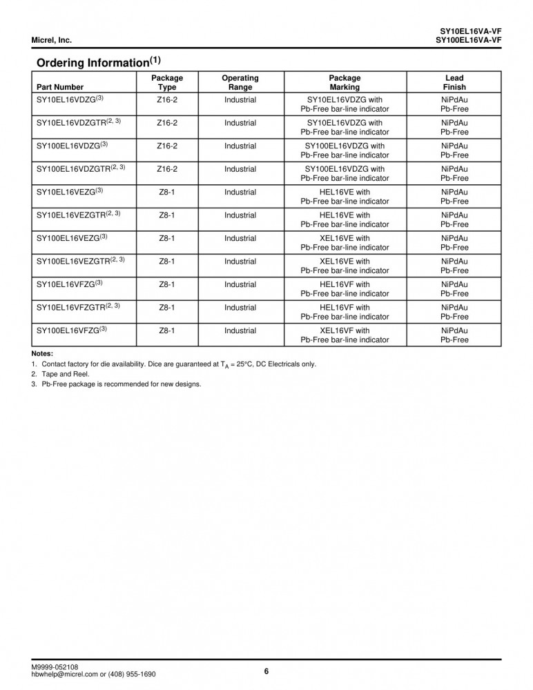 SY100EL16VDKG datasheet page 6