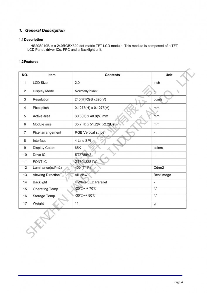 HS20S010B datasheet page 5