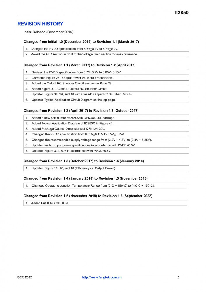 FT2850P datasheet page 3