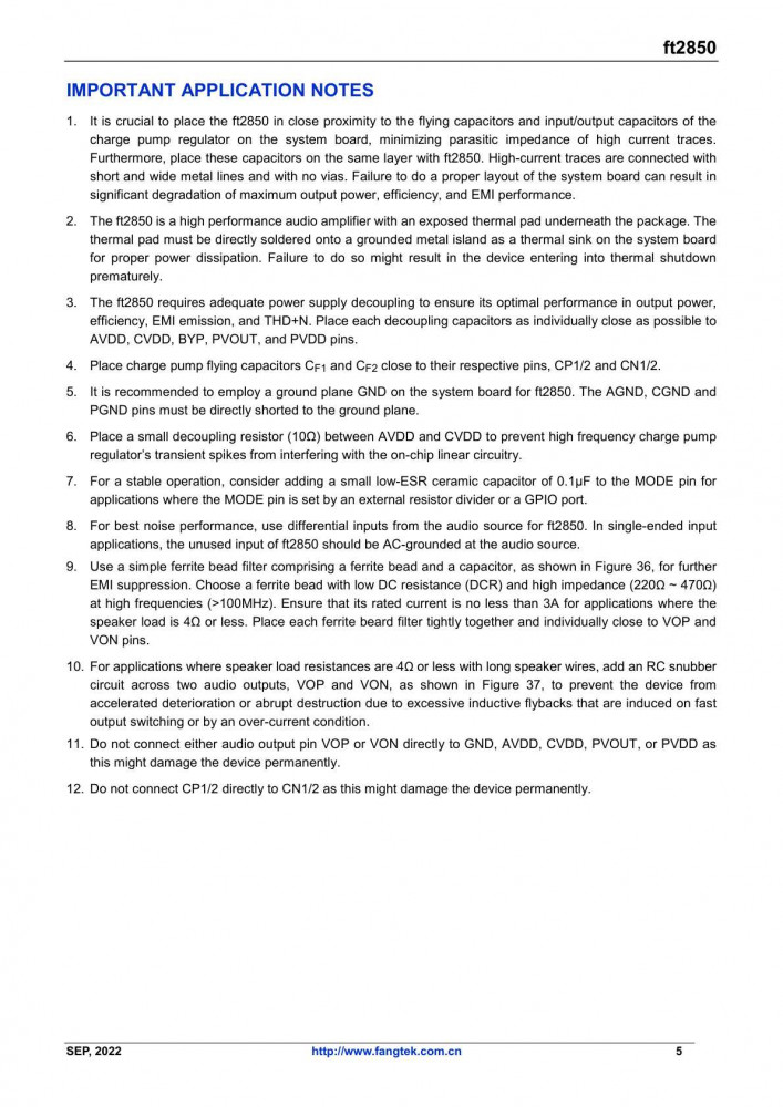 FT2850P datasheet page 5