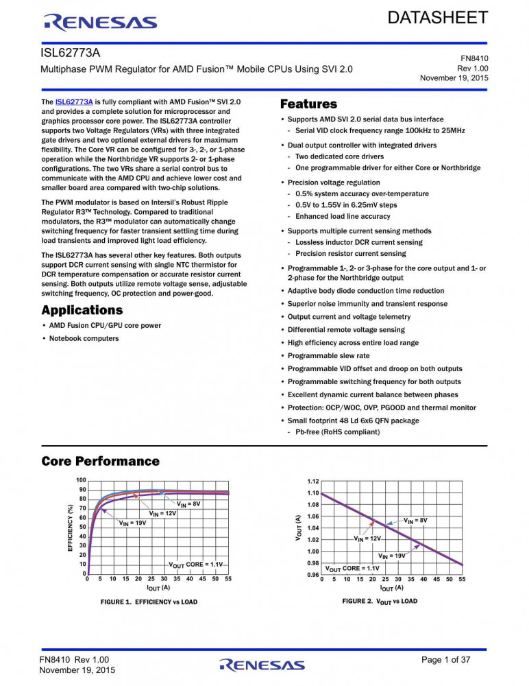 ISL62773A datasheet page 1