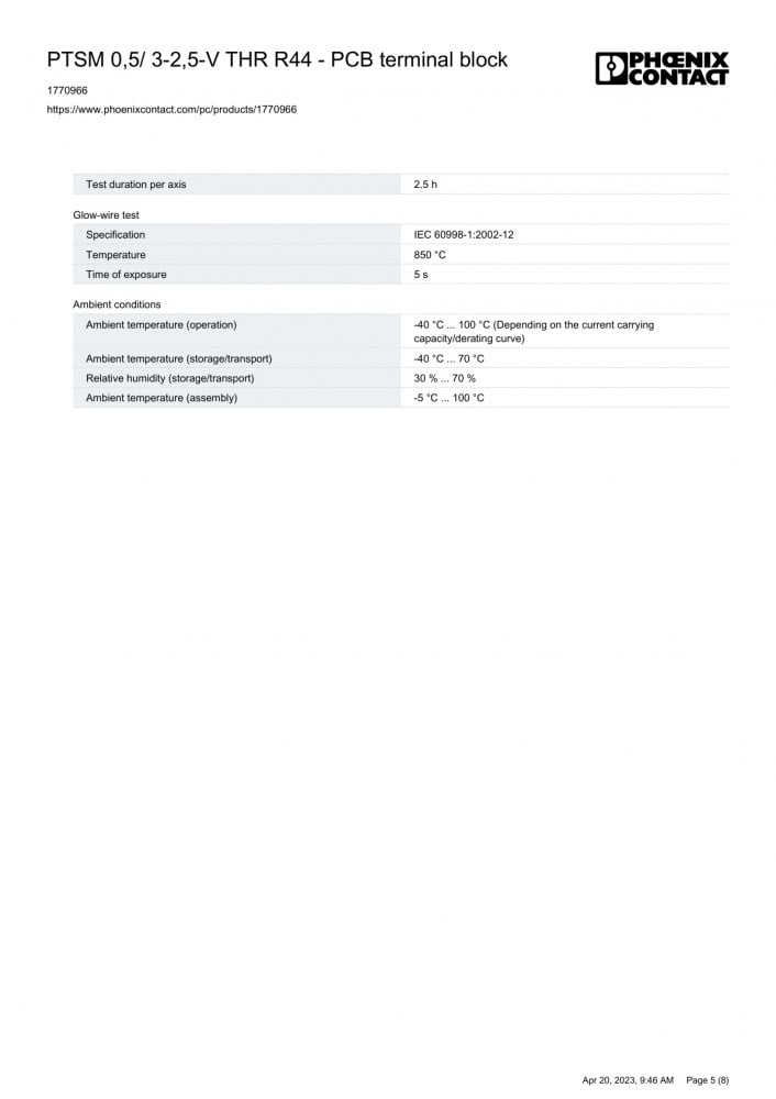 Phoenix Contact 1770966 product documentation page 5