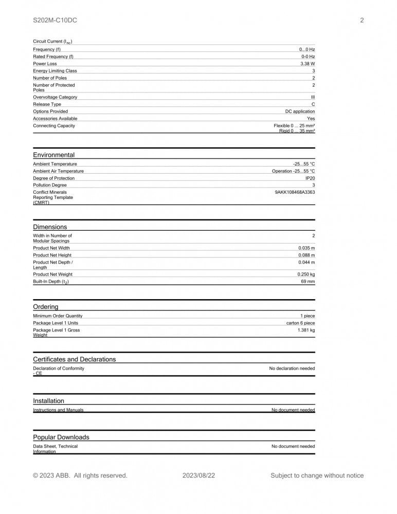 ABB S202M-C10DC document page 2