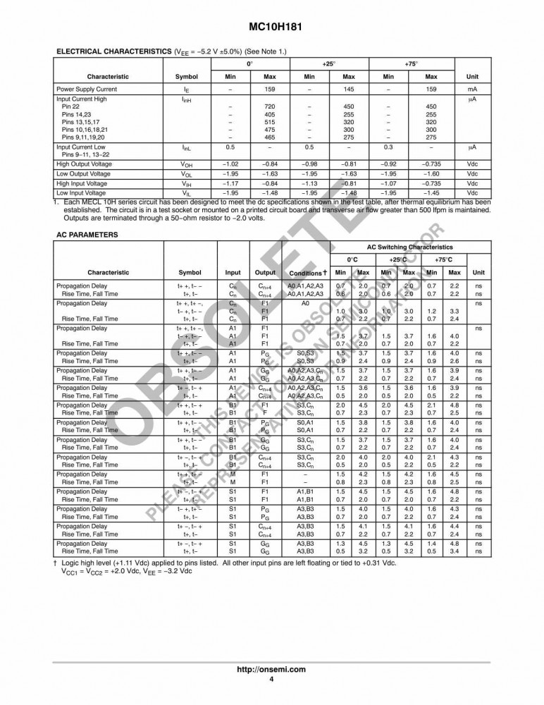 MC10H181 datasheet page 4