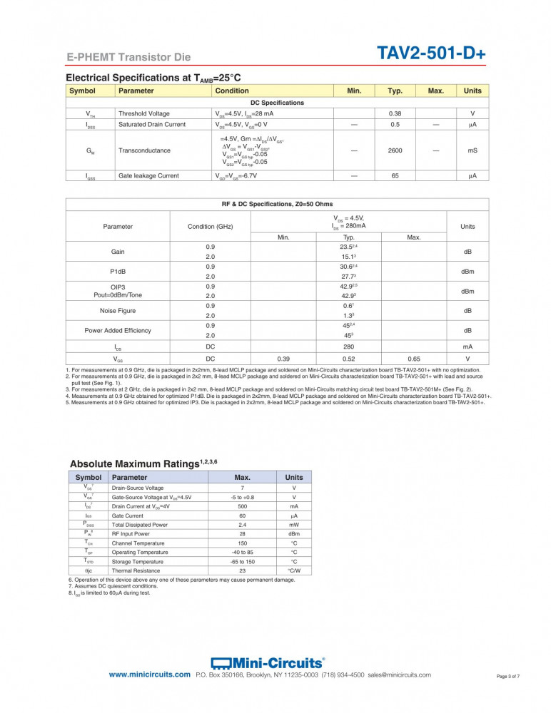 TAV2-501-DG+ datasheet page 3