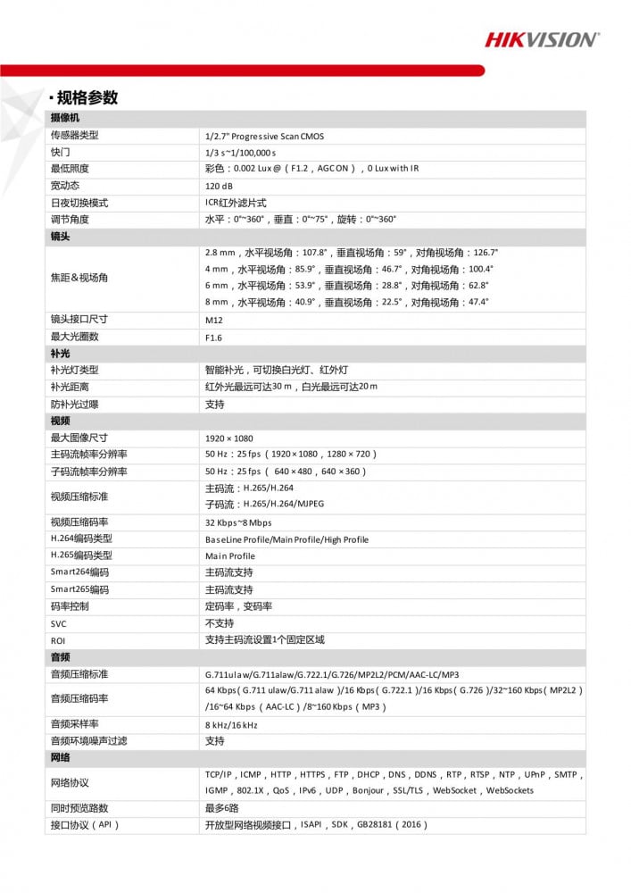 DS-2CD3326FWDA4-LS technical document page 2