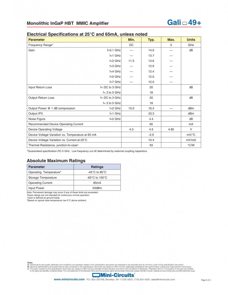 GALI-49+ datasheet page 2