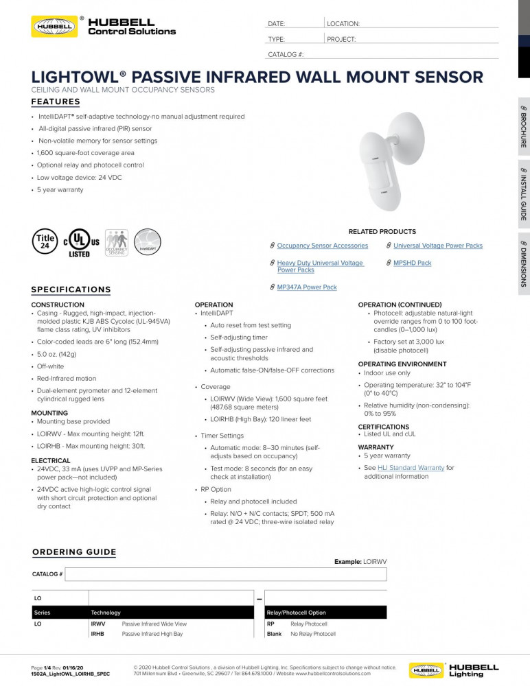 LOIRWVRP product document page 1