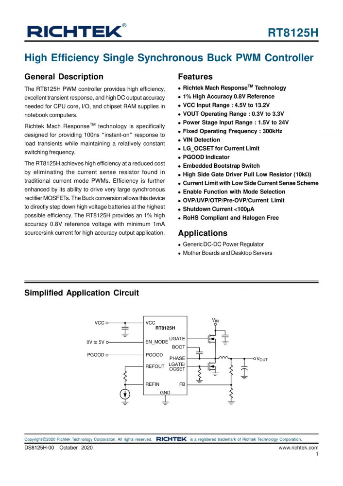 RT8125H datasheet page 1