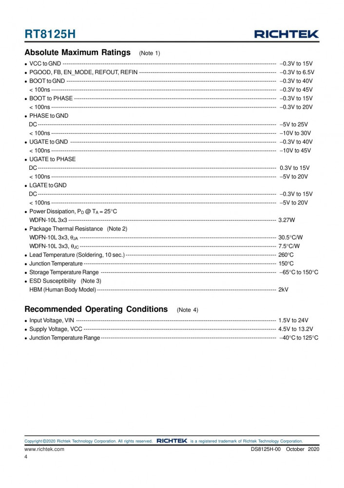 RT8125H datasheet page 4