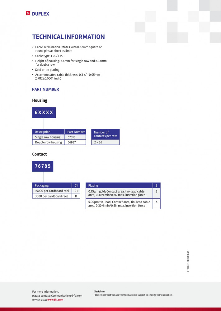 76785-401LF DUFLEX technical document page 2