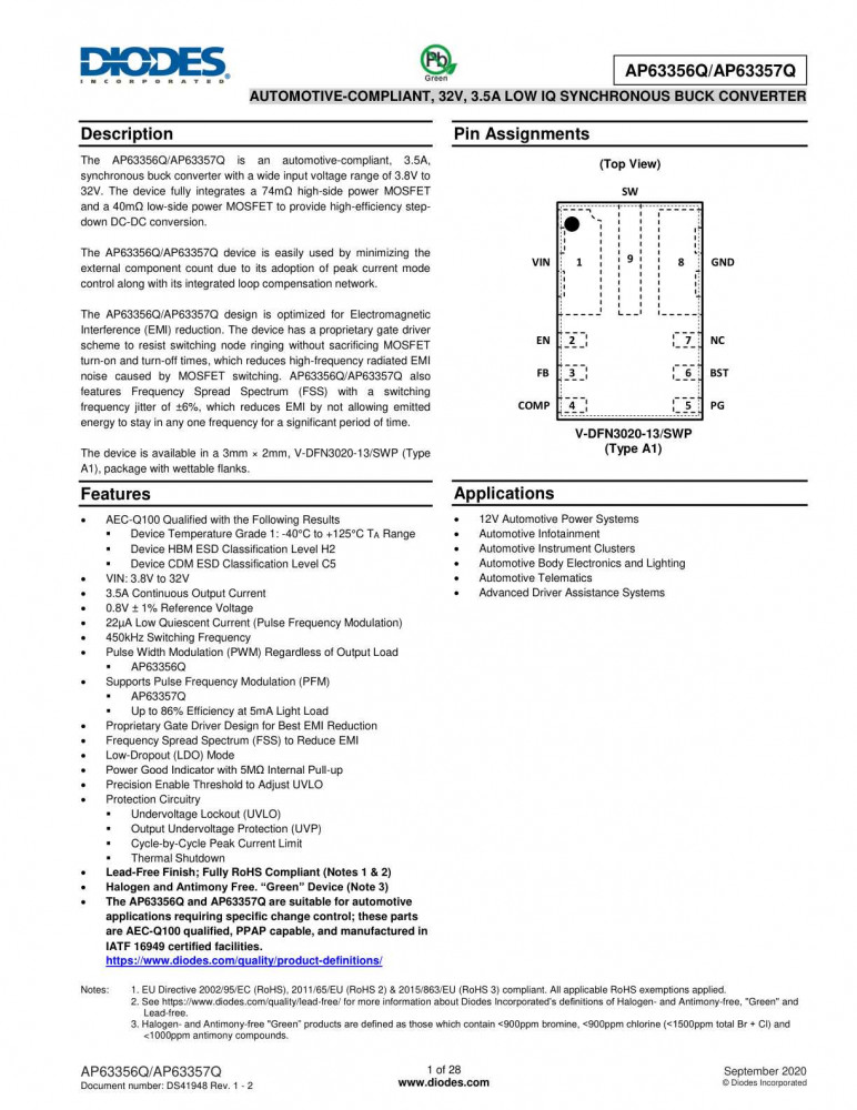 AP63357QZV-7 datasheet page 1