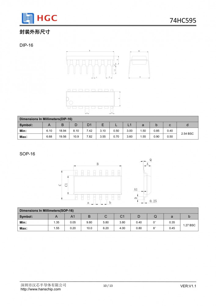 74HC595DRG datasheet page 10