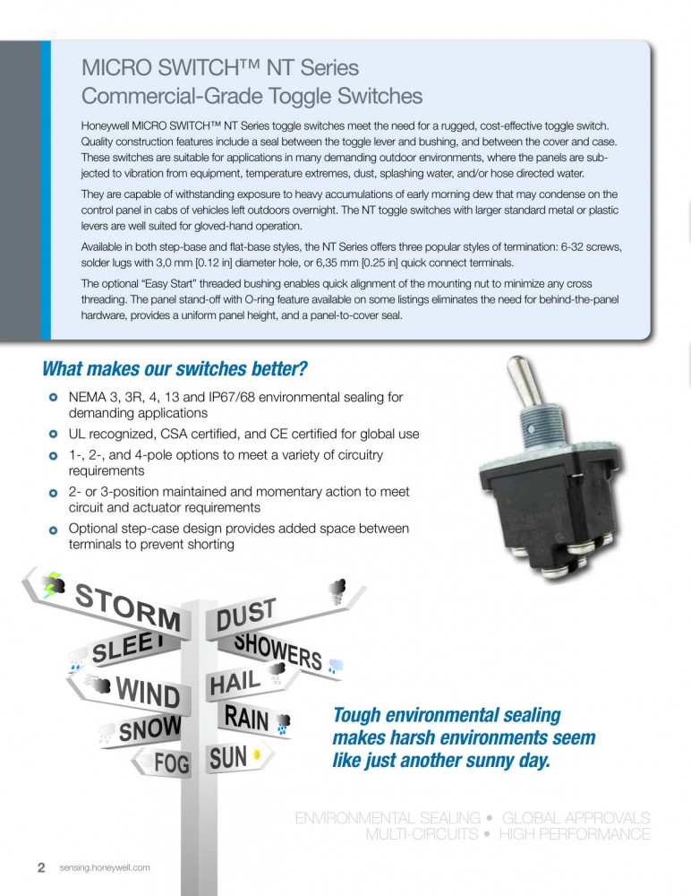 Honeywell NT Series datasheet page 2