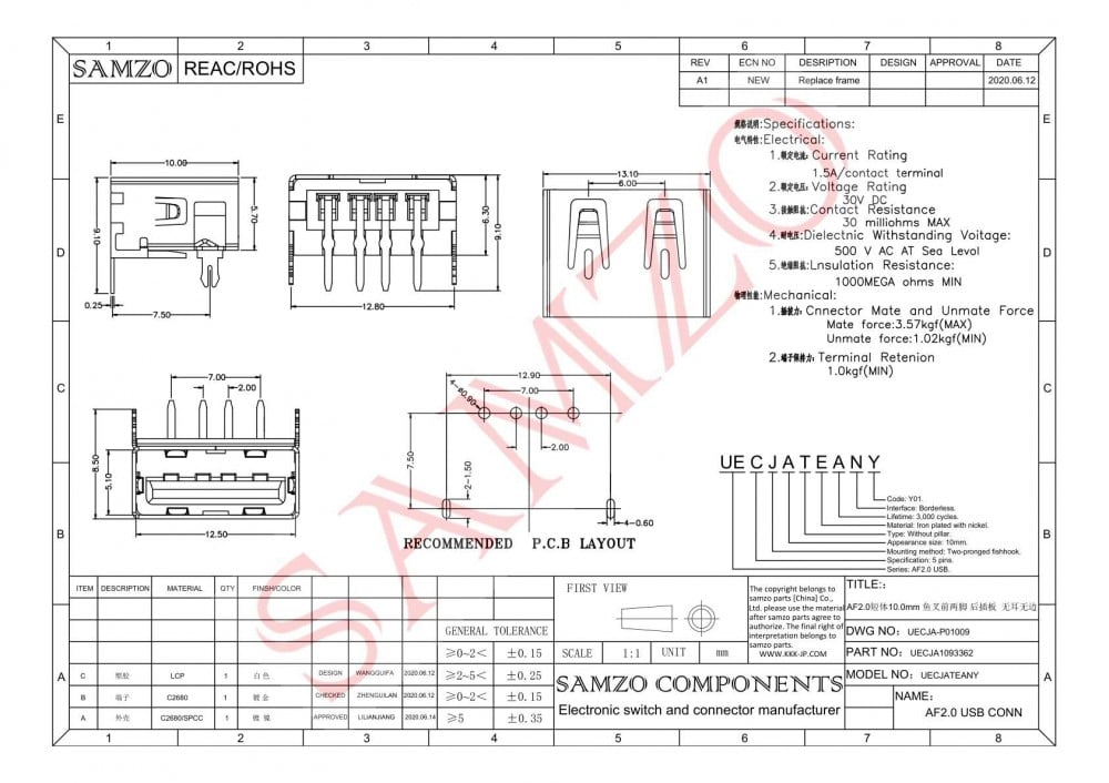 SAMZO UECJATEANY technical drawing