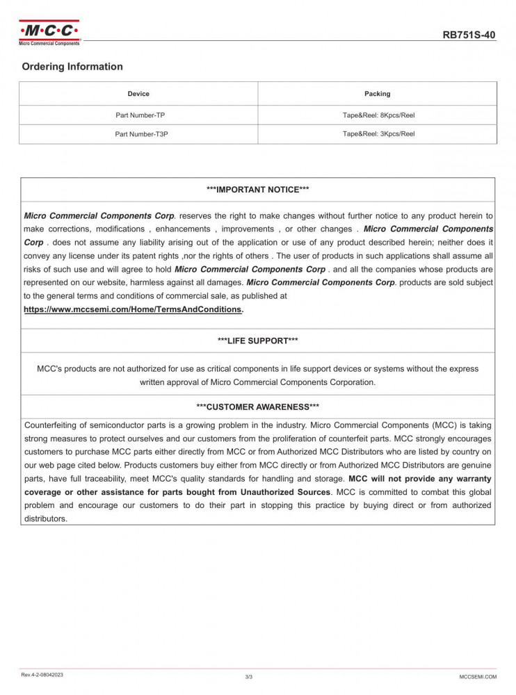 RB751S-40-TP datasheet page 3