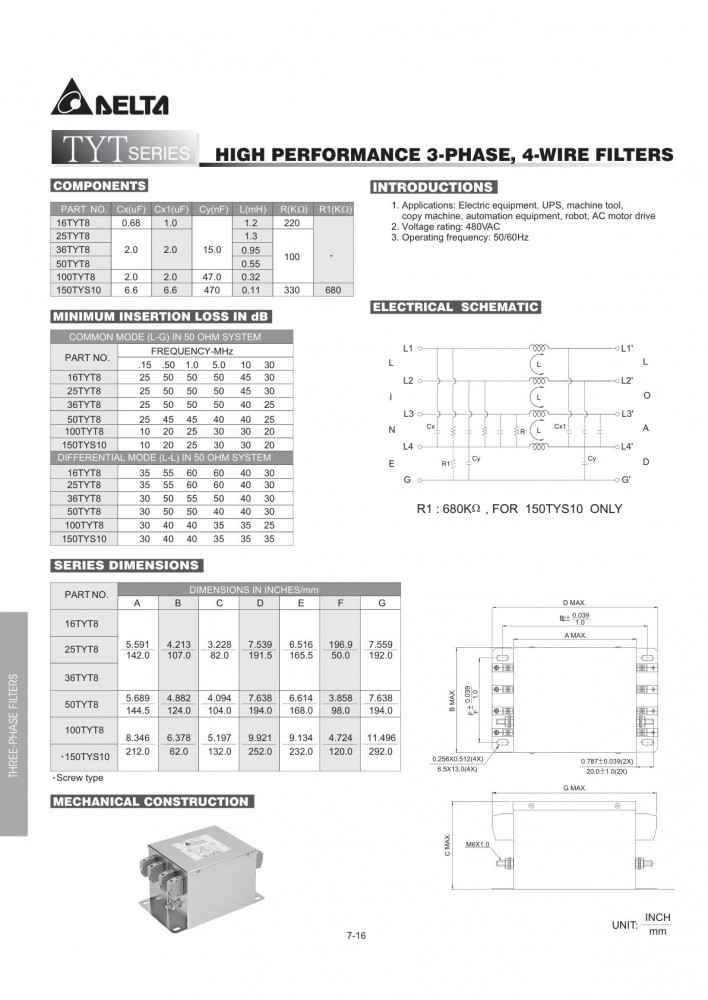 DELTA TYT8 filter technical document page 1