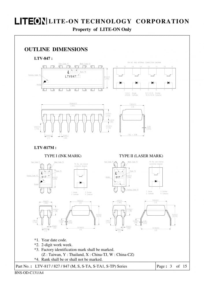 LITEON LTV817 series datasheet page 3