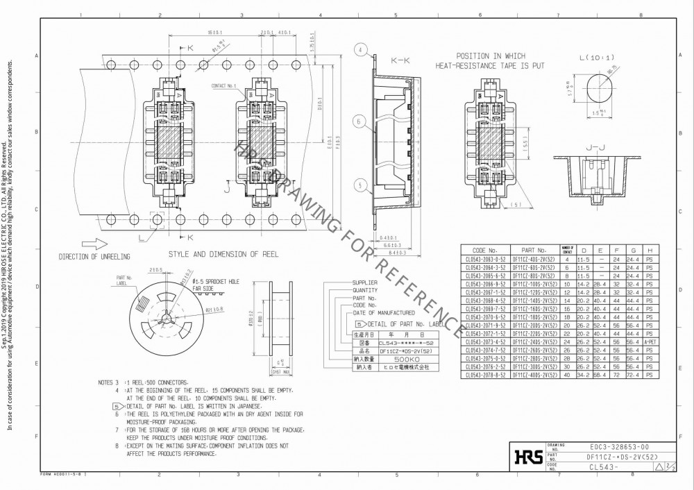HRS DF11CZ connector drawing page 2