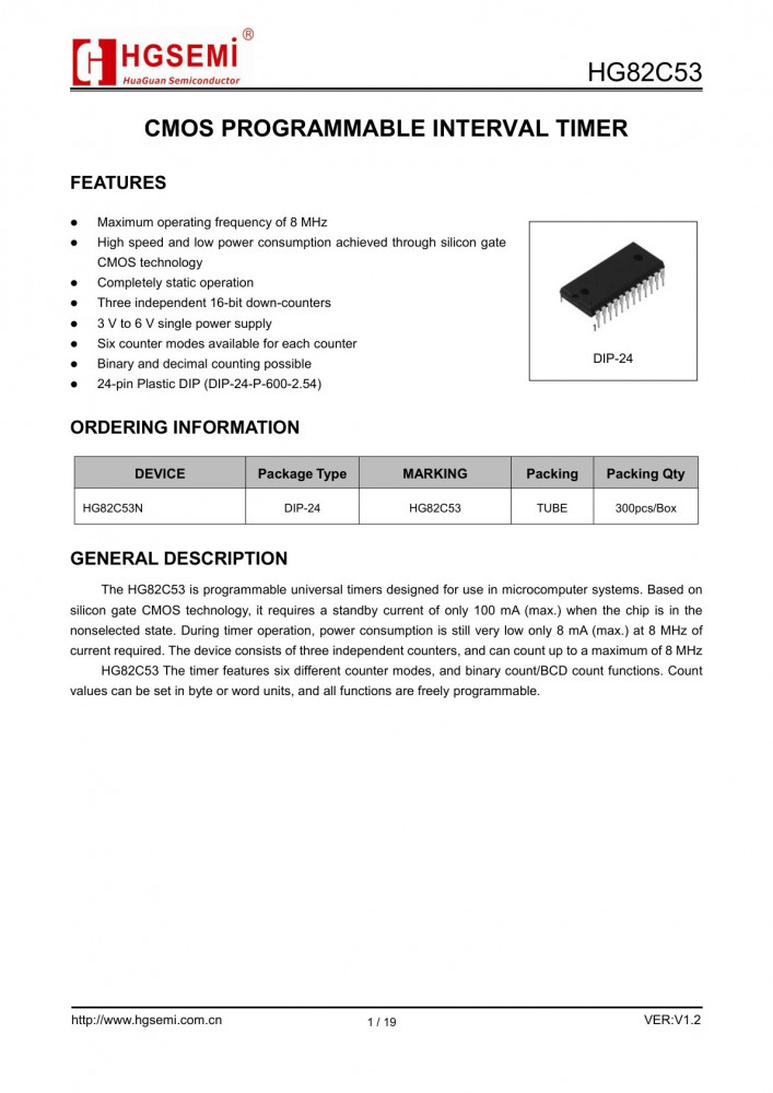 HG82C53N datasheet page 1