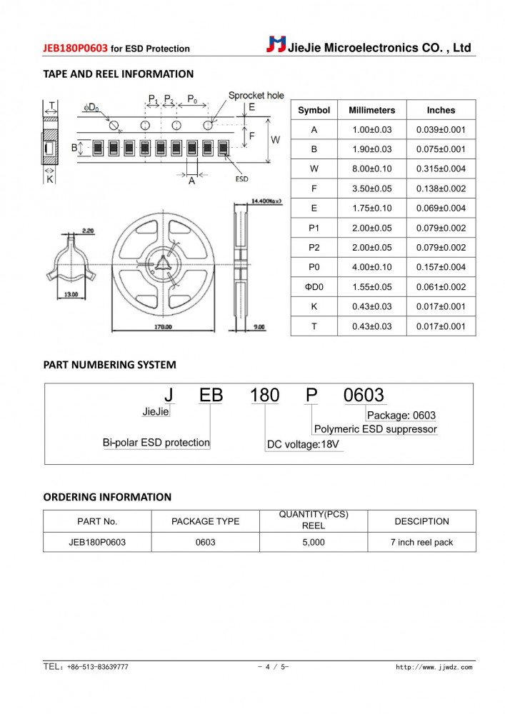 JEB180P0603 datasheet page 4