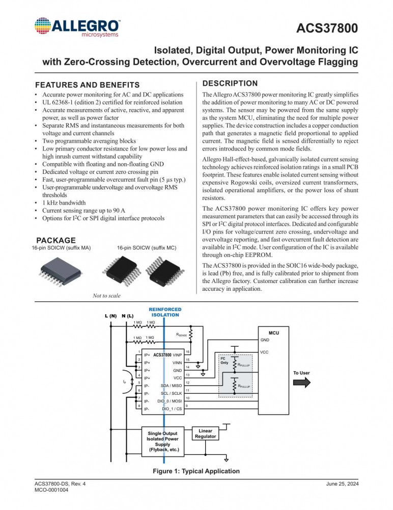 ACS37800 datasheet page 1