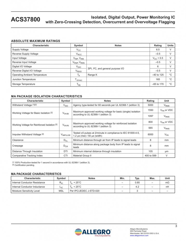 ACS37800 datasheet page 3