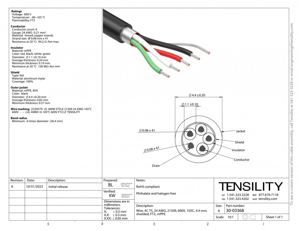 Tensility International 30-03368 product drawing