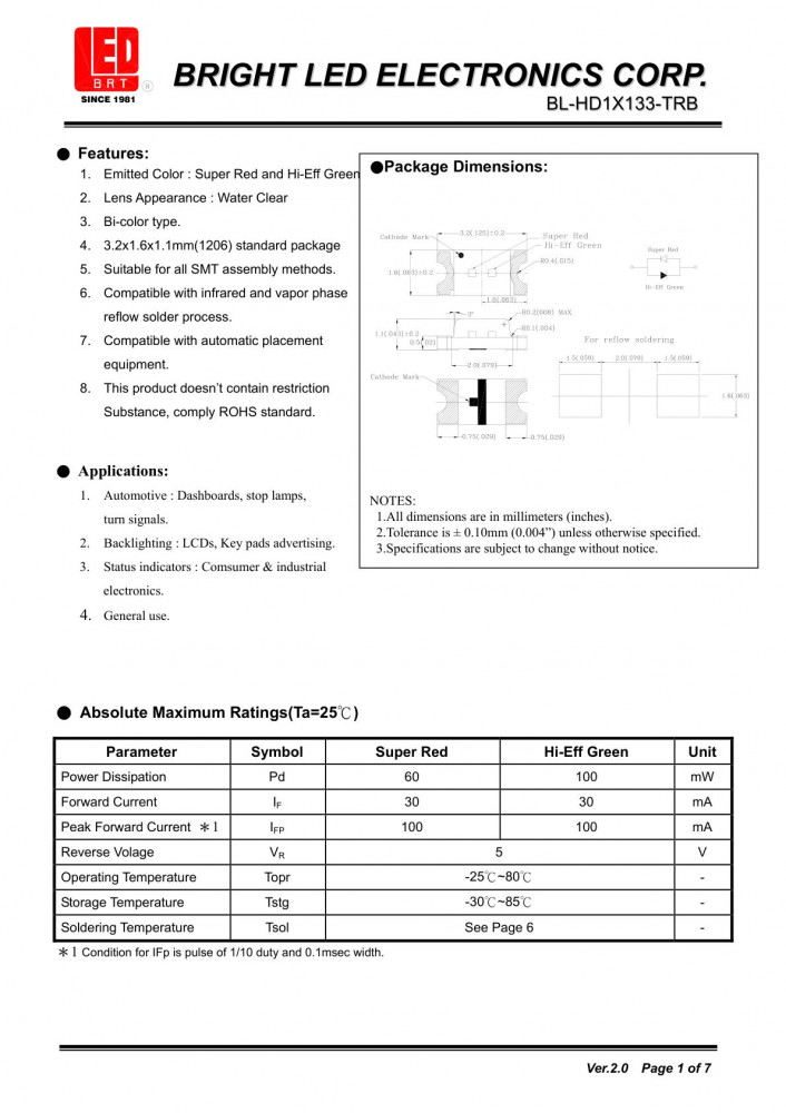 BL-HD1X133-TRB datasheet page 1