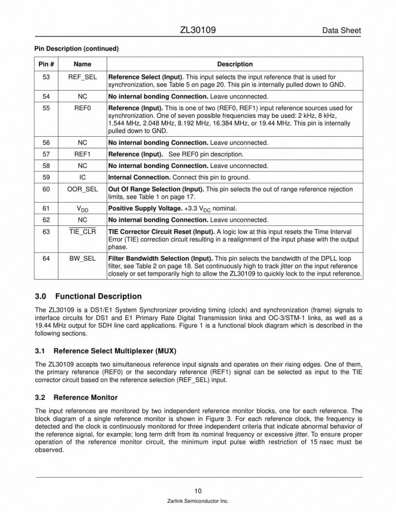ZL30109QDG1 datasheet page 10
