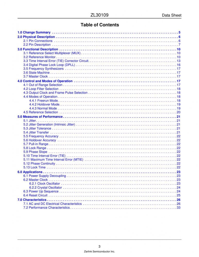 ZL30109QDG1 datasheet page 3