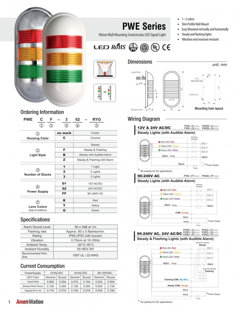 PWE Series technical document page