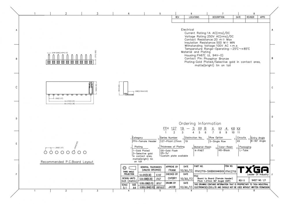 TXGA FFH12719 drawing page 1
