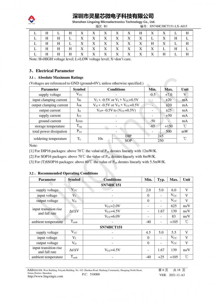 SN74HC151N(LX) datasheet page 6