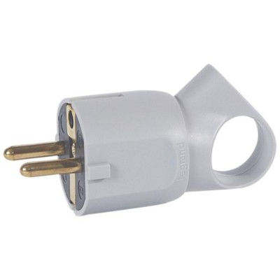 2P+E plug - 16 A with ring - German standard - plastic - grey - bulk for sale