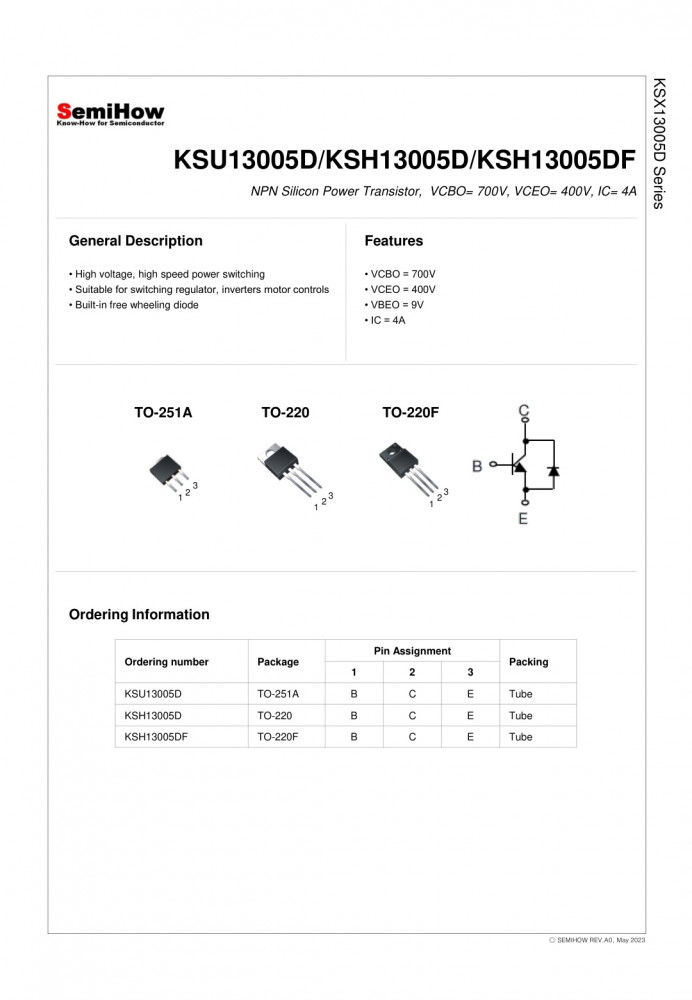 KSU13005D datasheet page 1