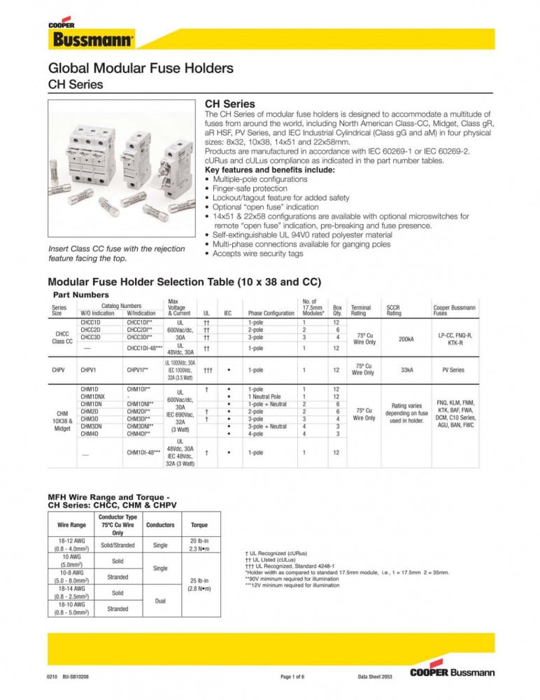 EATON CH Series datasheet page 1