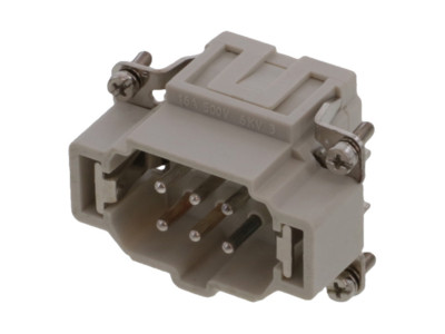 Heavy-Duty Spring Terminal Insert, Male, 6-Pole, 16A, Silver (Ag) Plated Contacts, Size 6B «44x27» for sale