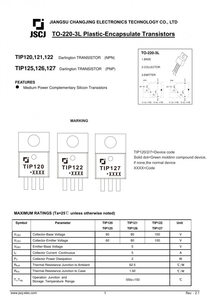TIP120 datasheet page 1