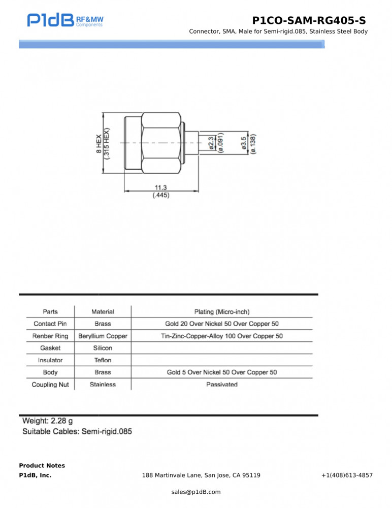 P1CO-SAM-RG405-S technical document, page 2
