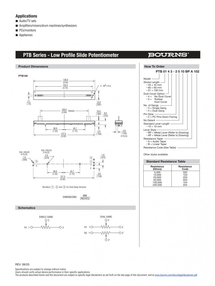 BOURNS PTB series datasheet page 2