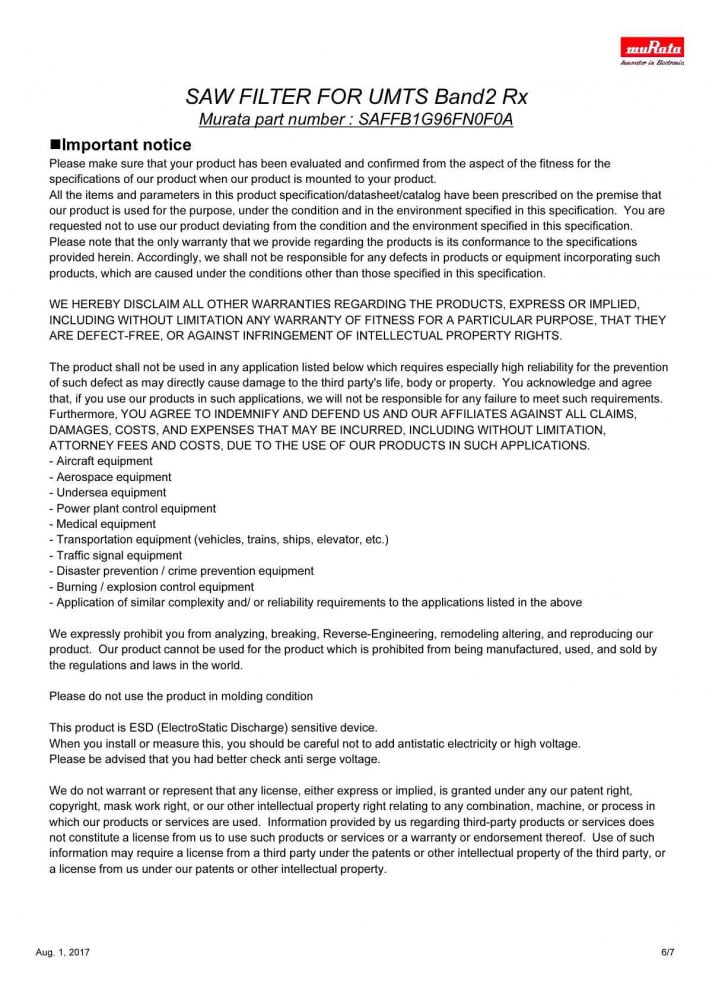 Murata SAFFB1G96FN0F0AR1X datasheet page 7